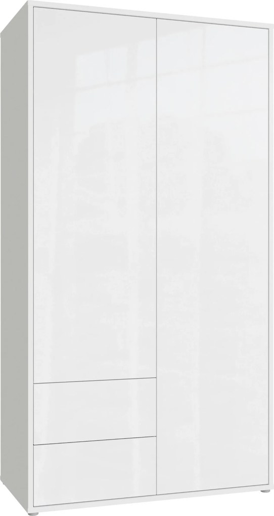 XXXLutz ŠATNÍ SKŘÍŇ S OTOČNÝMI DVEŘMI, bílá, vysoce lesklá bílá, 115/214/60 cm Carryhome - Šatní skříně - 00068701832G