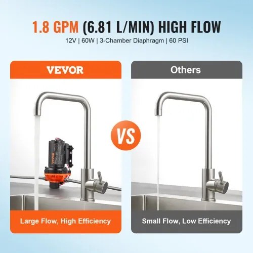 12 V membránové čerpadlo 6,8 l/min 6,81 l/min 3komorový tlakový spínač vodního