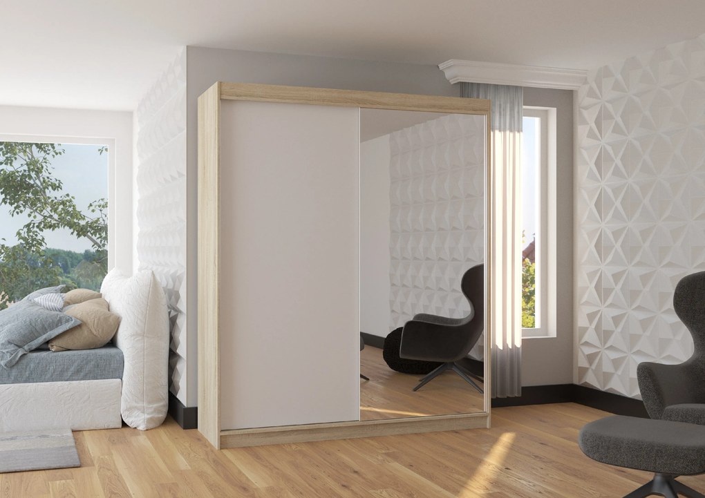 ADRK Furniture Posuvná skříň s zrcadlem VIKI 180 ADRK-SW-VIK-SW-180