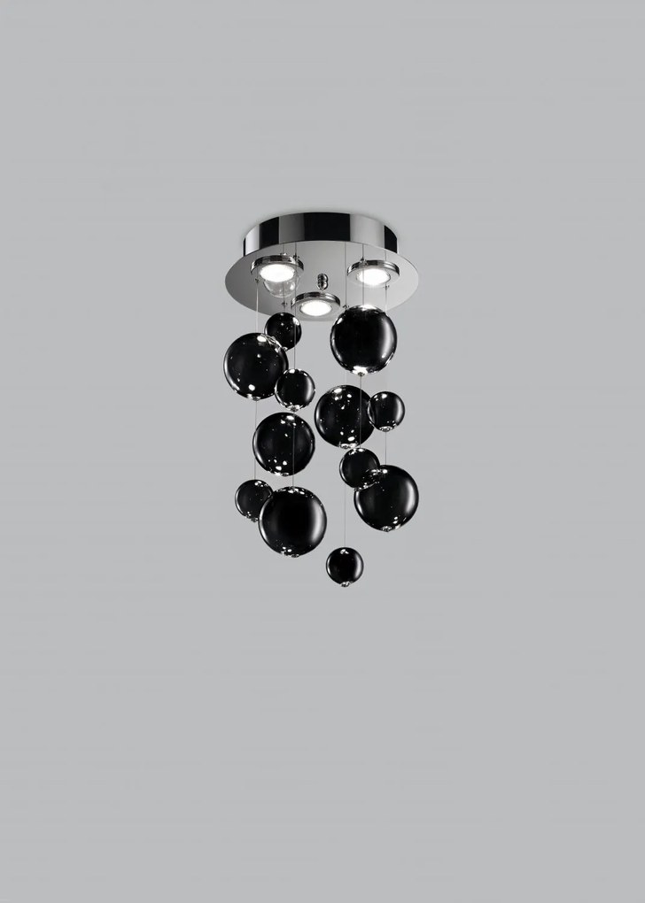 Metallux 251.330.03 Bolero, luxusní závěsné svítidlo, 12 kuliček černého skla, 3x10W LED, prům. 30cm, délka závěsu: 70cm
