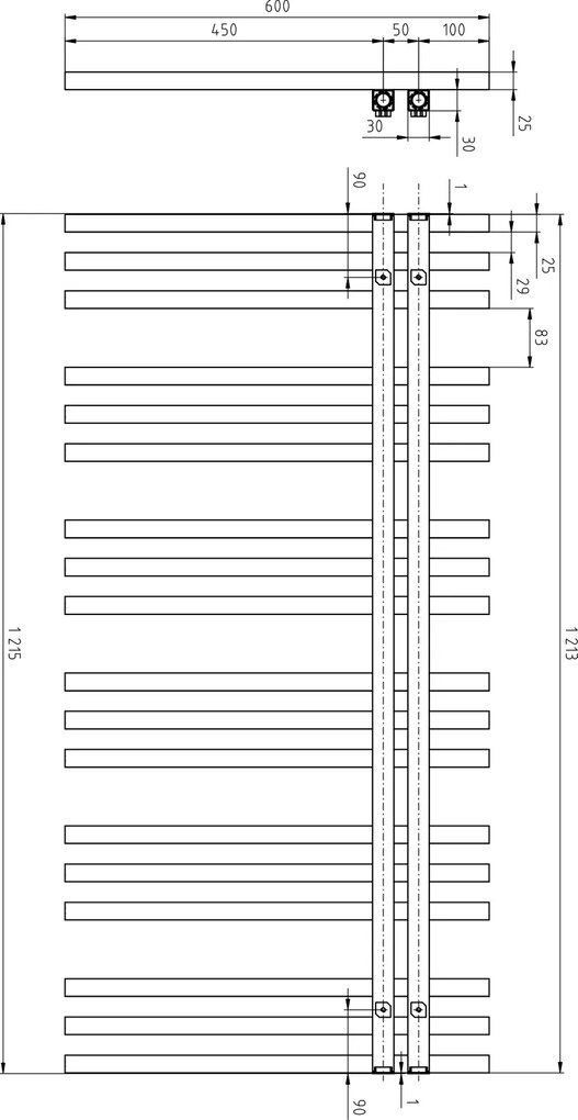 Sapho SOPHINA 600 x 1215 mm IR702 otopné těleso černá mat
