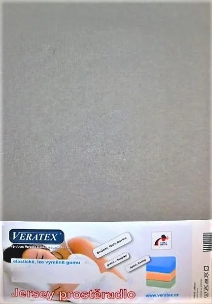 Veratex Jersey prostěradlo 160x220/15 cm (č. 4-šedá) 160 x 220 cm Jersey