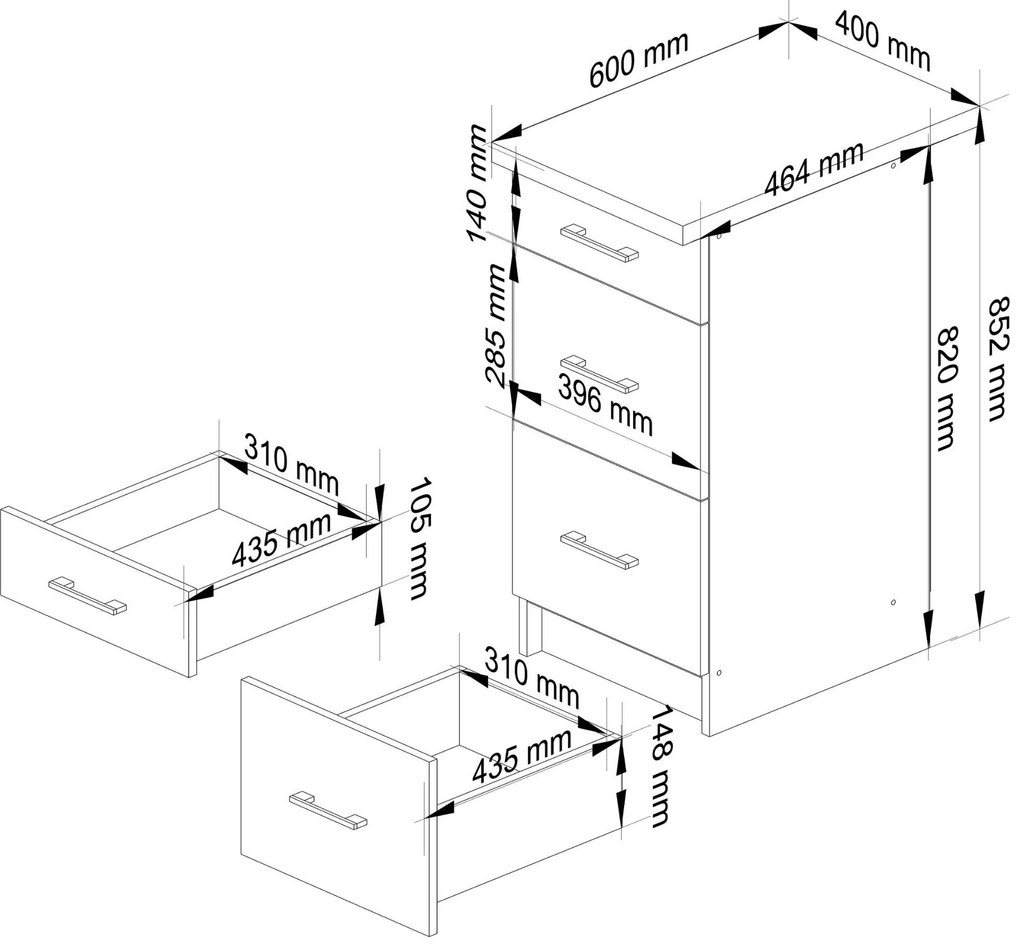 Kuchyňská skříňka OLIVIE III 40x85 cm matná bílá/beton/dub sonoma