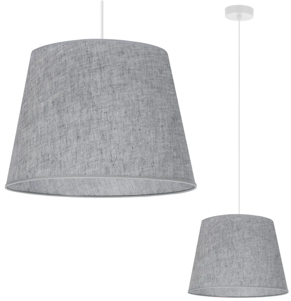 Závěsné svítidlo Jen, 1x šedé textilní stínítko, (fi 38 cm), w