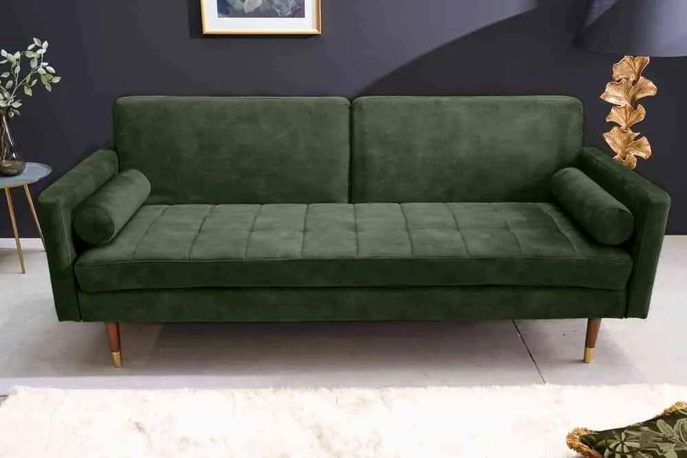 invicta interior Rozkládací pohovka Couture 195cm mikrovelur zelená 42493