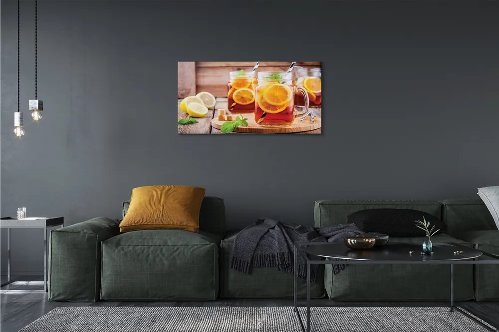 Obrazy na plátně Ice Tea citrusové brčka 140x70 cm