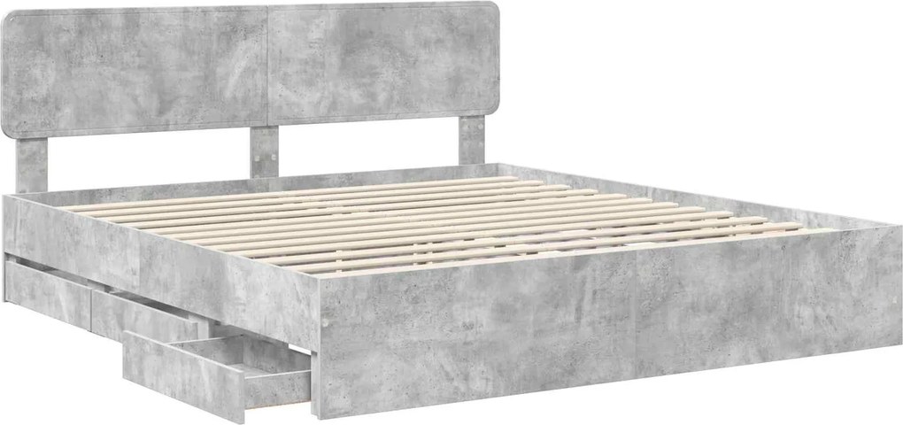 Rám postele s čelo Betonově Šedá 180 x 200 cm Dřevěný materiál 3412160
