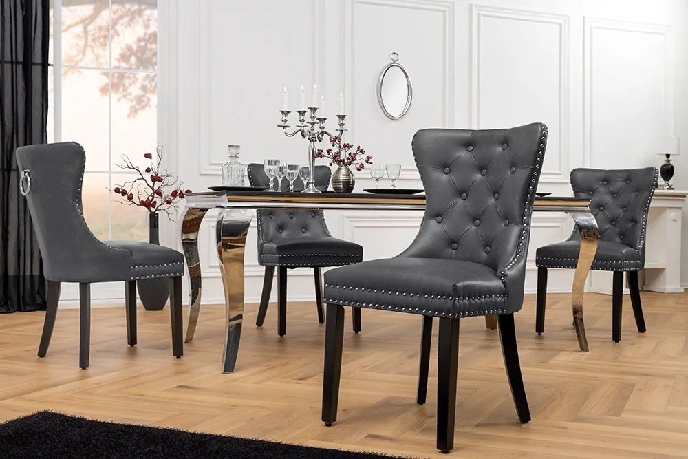 Designová židle Queen černo-šedá ekokůže - skladem