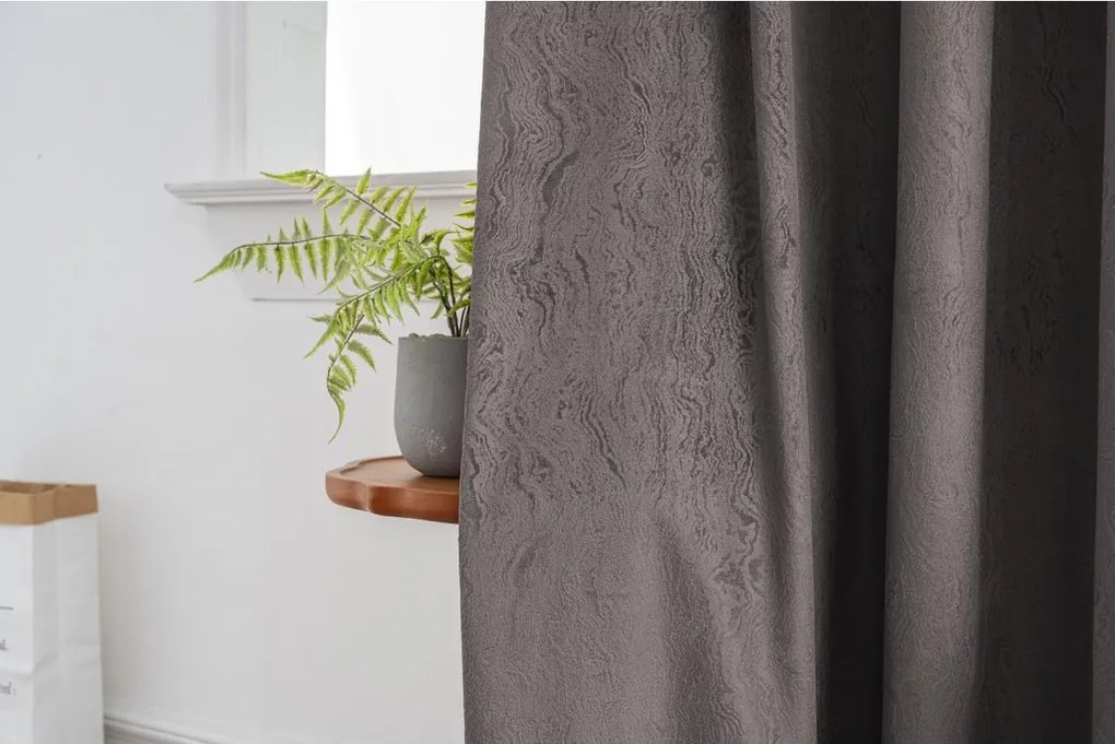 Zatemňovací závěs DUNES VELVET 140x250 cm, tmavě šedý Zavěšení: Řasící páska