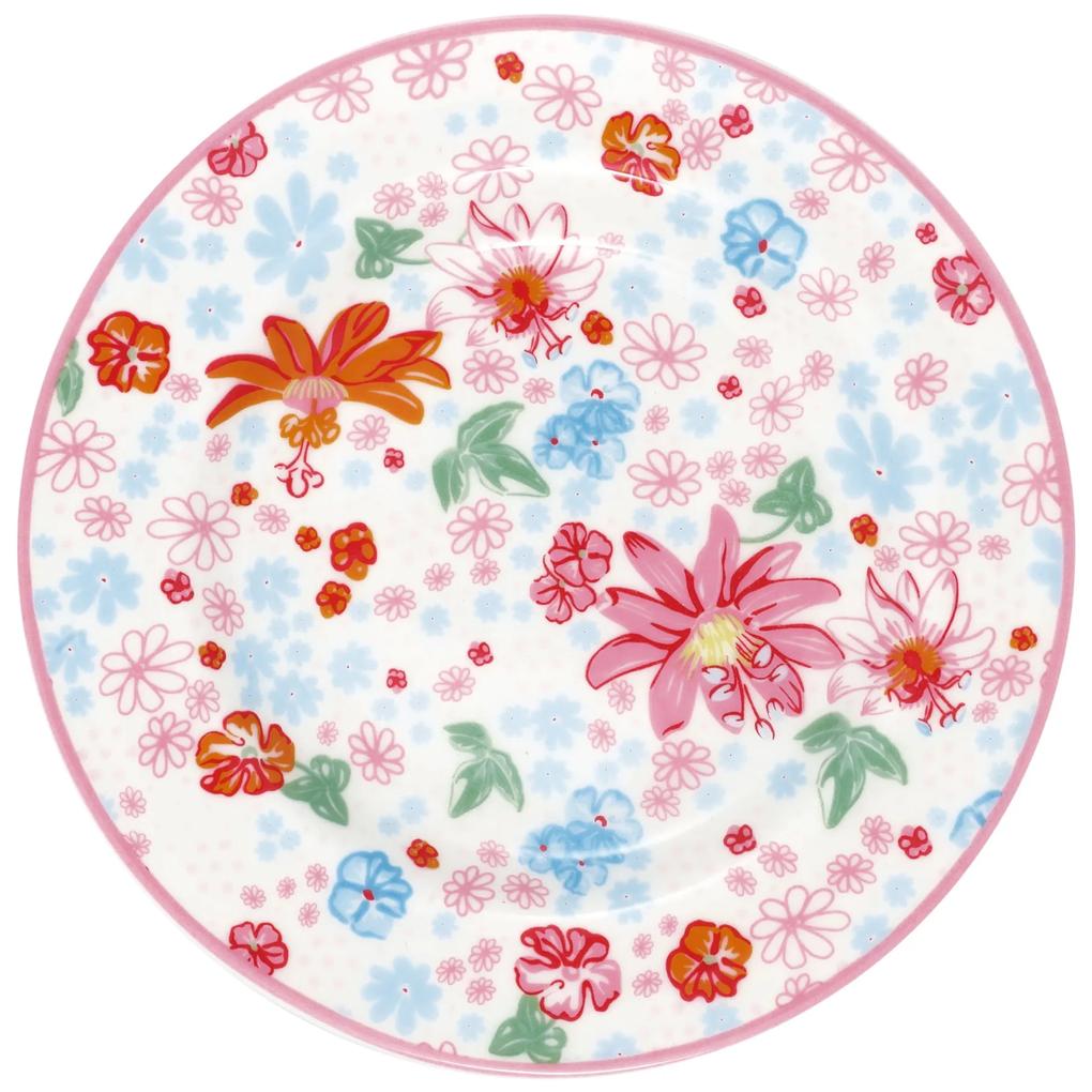 GREEN GATE Dezertní talíř Xenia White 15 cm, růžová barva, porcelán