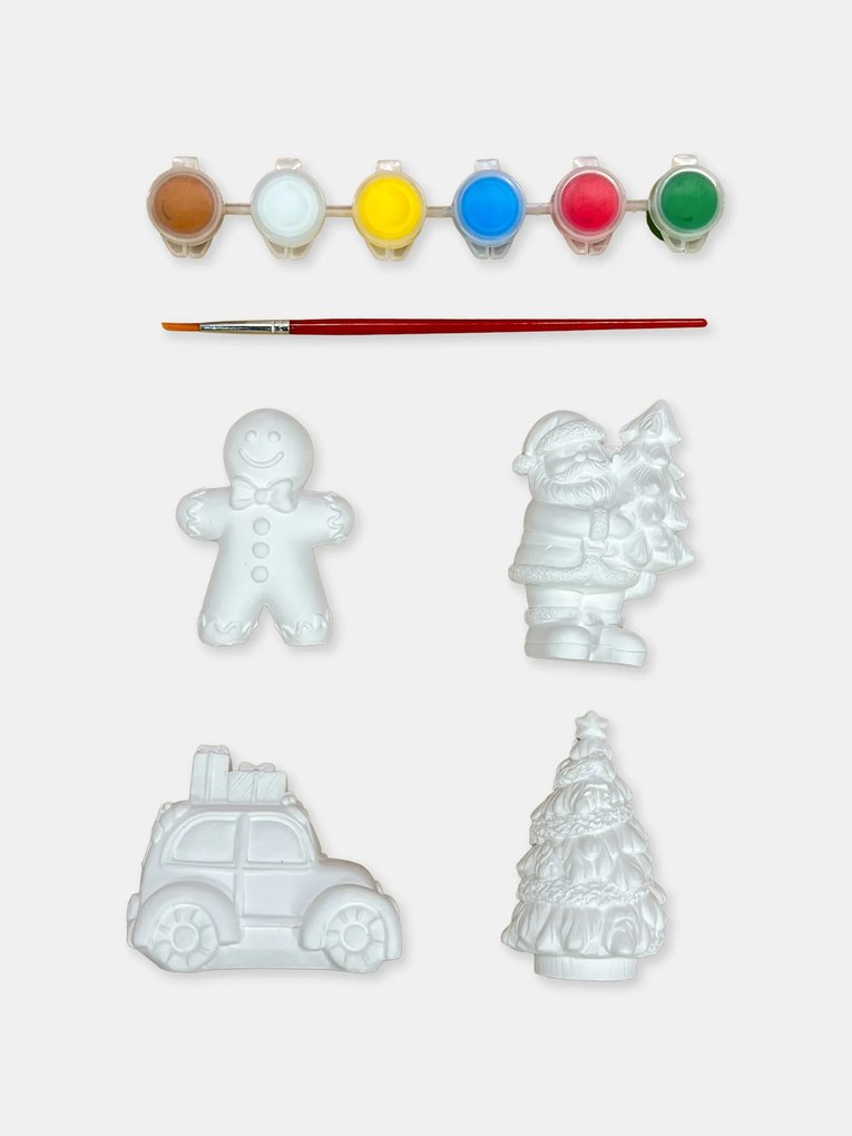 Sinsay - Vánoční sada sádrových figurek k malování s barvami a štětcem 6 pack - vícebarevná