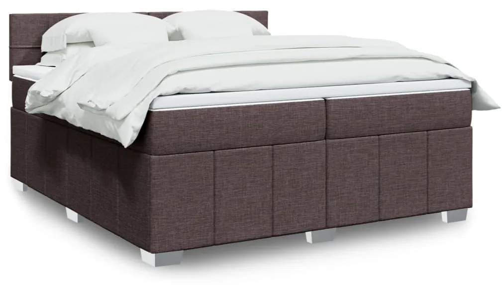 Box spring postel s matrací tmavě hnědá 200x200 cm textil