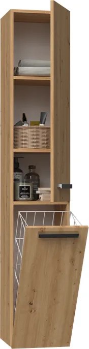 Koupelnový sloupek s košem na prádlo NEL IV dub artisan
