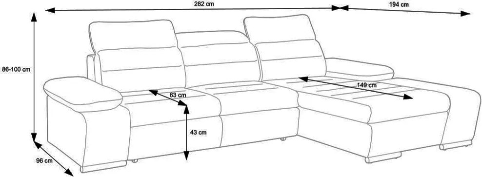 Rohová sedací souprava KORFU | 194x282 cm | rozkládací s úložným prostorem | FUNKČNÍ LÁTKA | tyrkysová 77 | AKCE