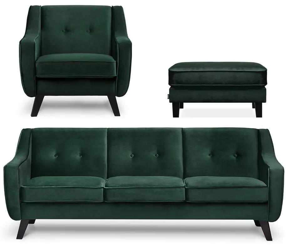 KONSIMO Souprava čalouněného nábytku TERSO tmavě zelená s trojmístnou pohovkou