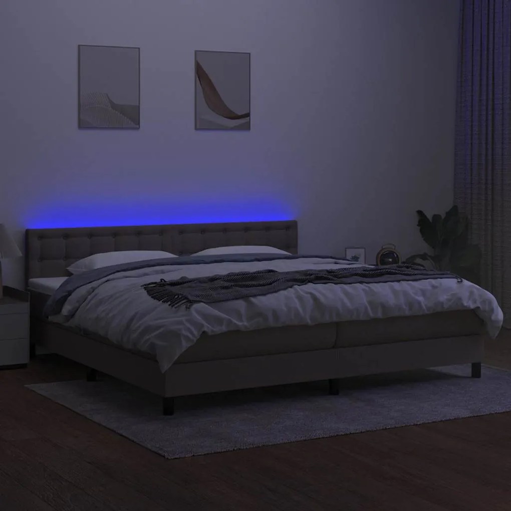 Box spring postel s matrací a LED taupe 200x200 cm textil 3133505