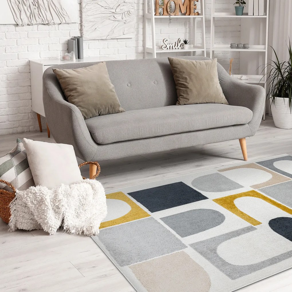 Dywany Łuszczów, Kusový koberec Fusion 0213 white/yellow, 200x290, vícebarevná, kancelář