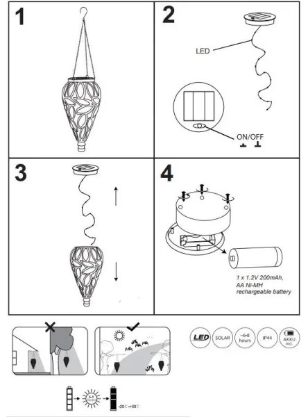 Globo 36131A - LED Solární svítidlo SOLAR LED/0,9W/3,2V IP44 žlutá