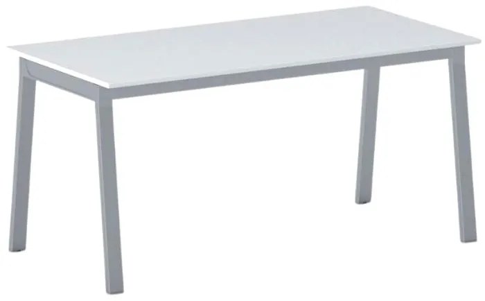 Jednací kancelářský stůl PRIMO BASIC, 160x80 cm, šedostříbrná podnož, bílá