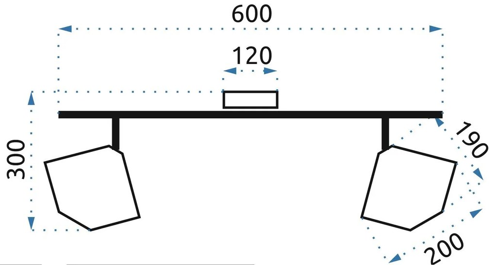 Toolight - Stropní lampa typu reflektor 2xE27 APP696-2C, černá-růžové zlato, OSW-08560