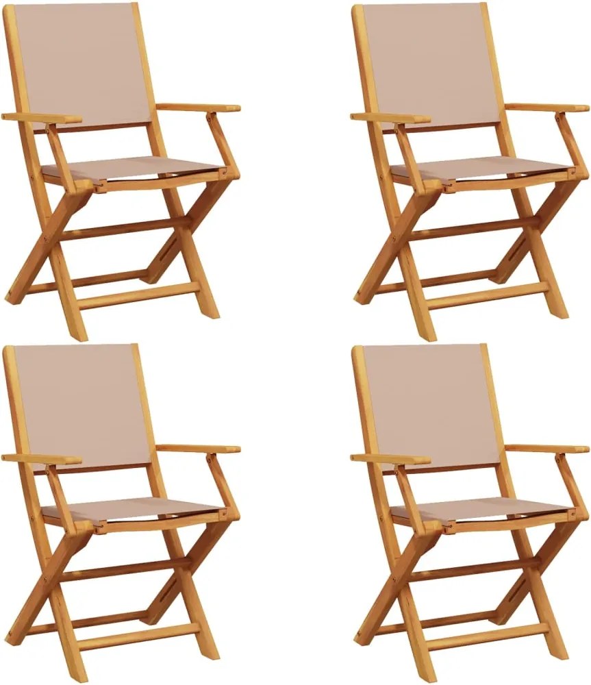 Skládací židle 4 ks, taupe látka a masivní dřevo 3214580