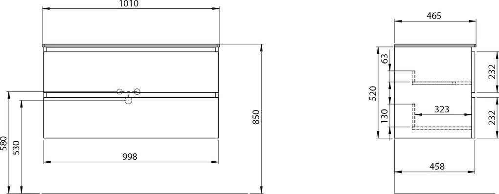 Sapho Sapho, EZARA umyvadlová skříňka 99,8x52x46cm, dub cuneo, EZ101-2525