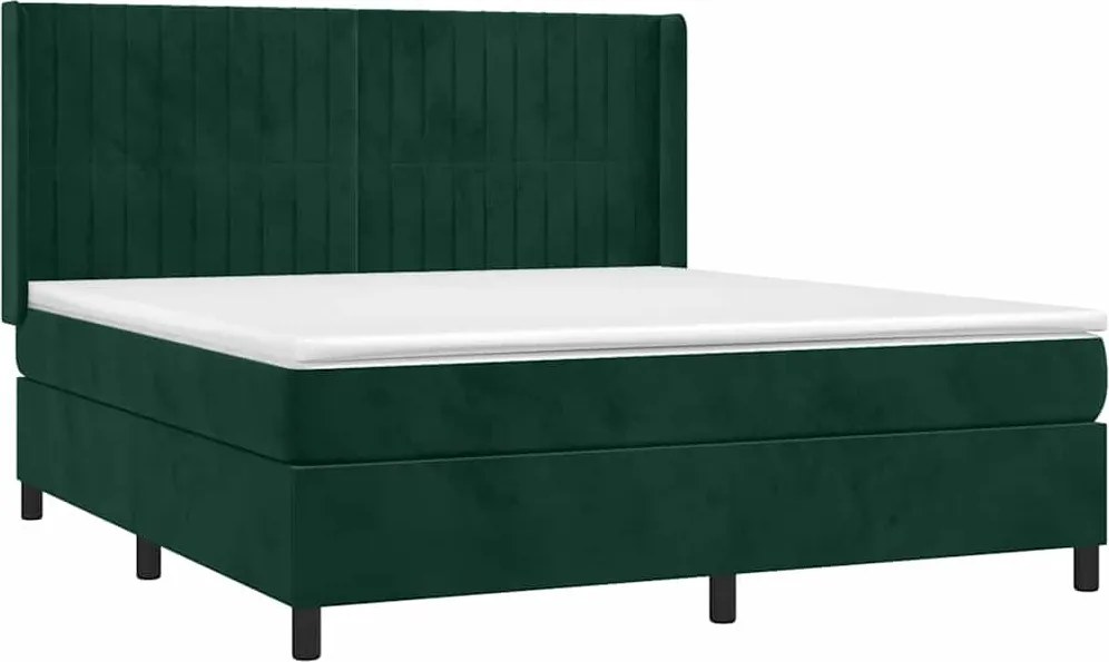 Box spring postel s matrací tmavě zelená 160x200 cm samet 3132810
