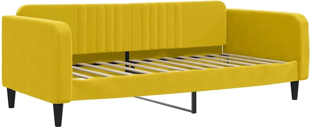 Válenda s matrací žlutá 100 x 200 cm samet 3197051