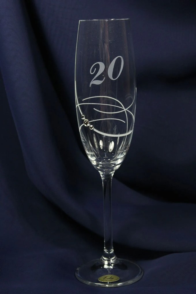 Výroční pohár na 20. narozeniny ŠAMPAŇSKÉ se swarovski krystaly 4. 220 ml