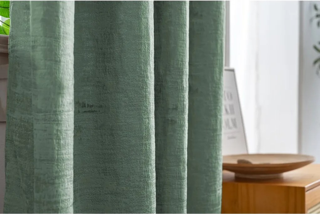 Zatemňovací závěs LOOM VELVET 140x250 cm, zelený Zavěšení: Kovové kroužky