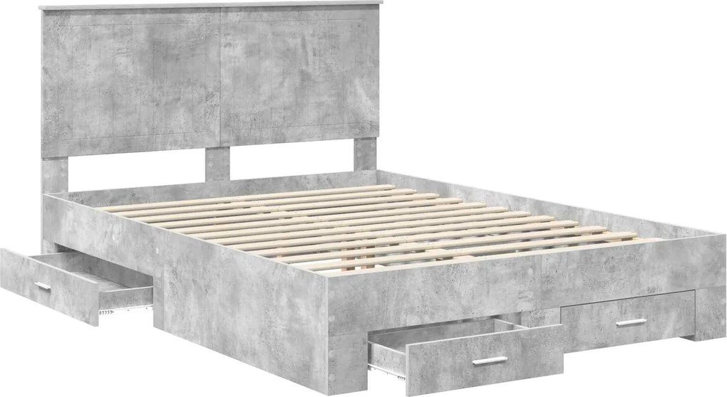 Rám postele s čelo Betonově šedá 135 x 190 cm Kompozitní dřevo 3411317