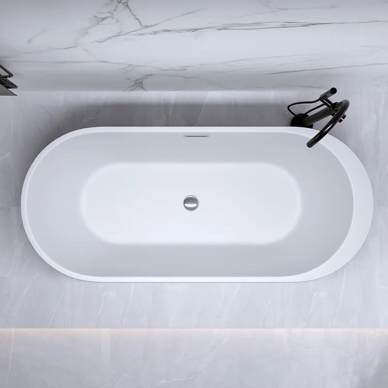 BPS-koupelny Volně stojící akrylátová vana HYD-POR503A 150x75 bílá/černá, odtokový komplet chrom
