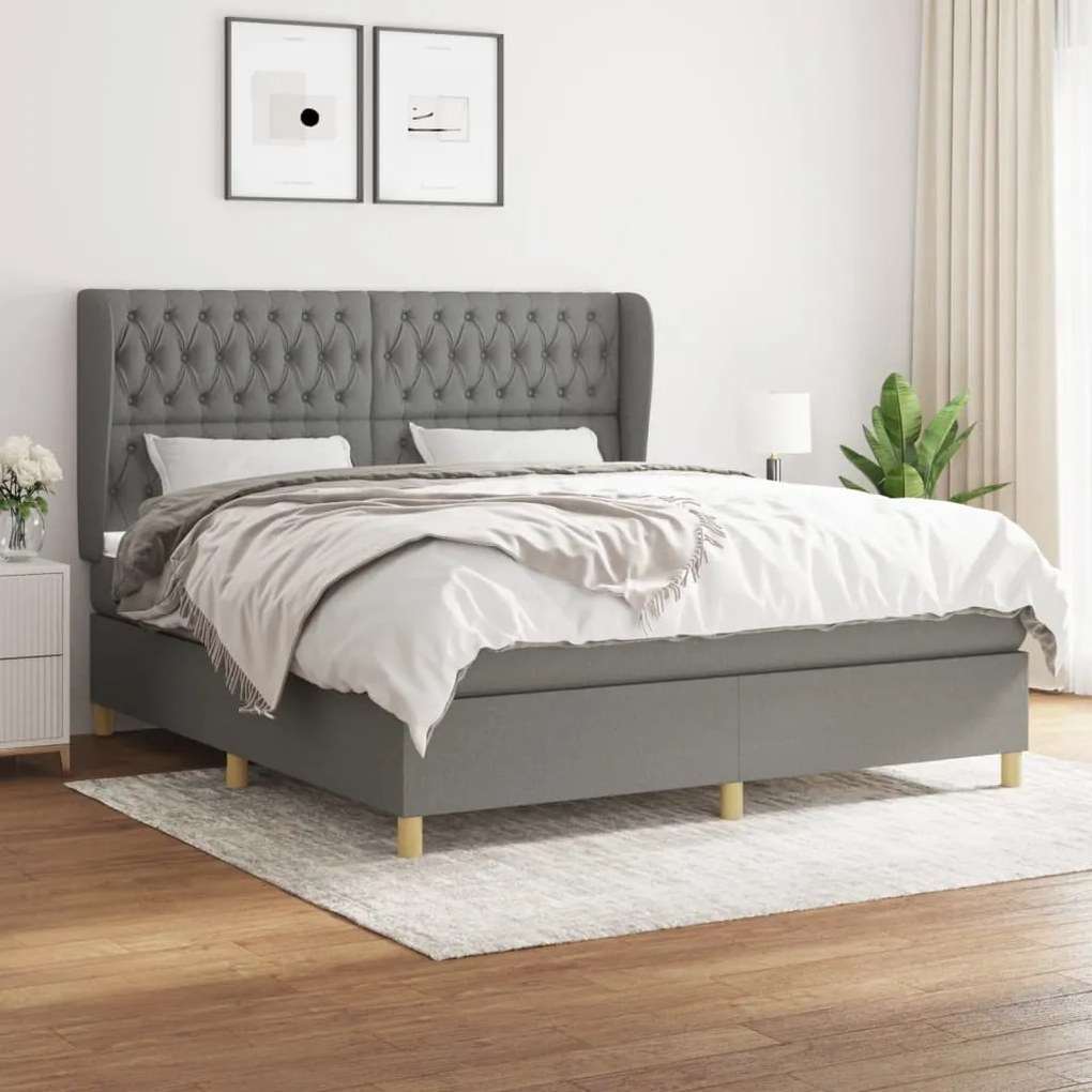 Box spring postel s matrací tmavě šedá 180x200 cm textil,  3128782