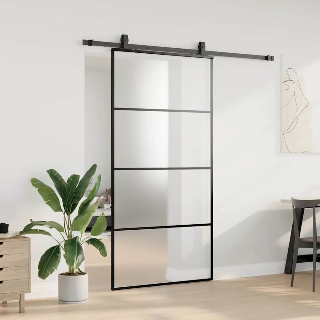 Posuvné dveře se sadou kování černé 102,5x205 cm ESG Glass 3375861