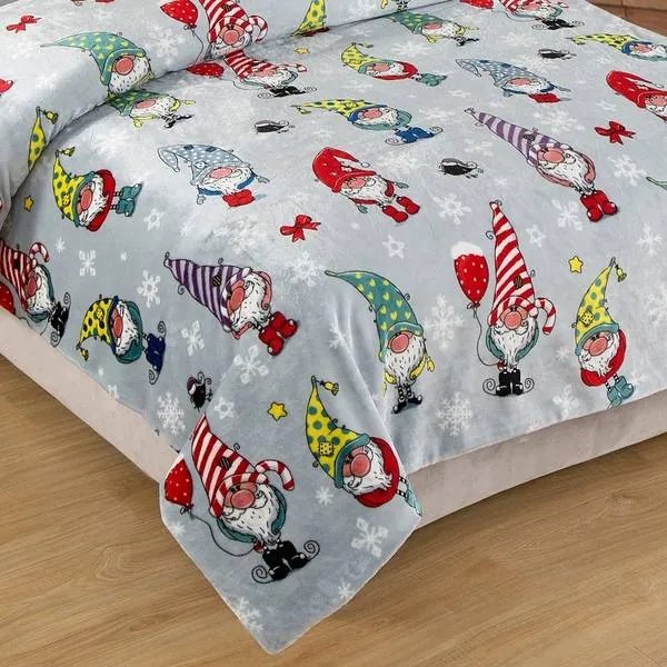 Jahu Deka s beránkem vánoční / 150 x 200 cm / motiv skřítka / 433g/m2 / 100% polyester / šedá