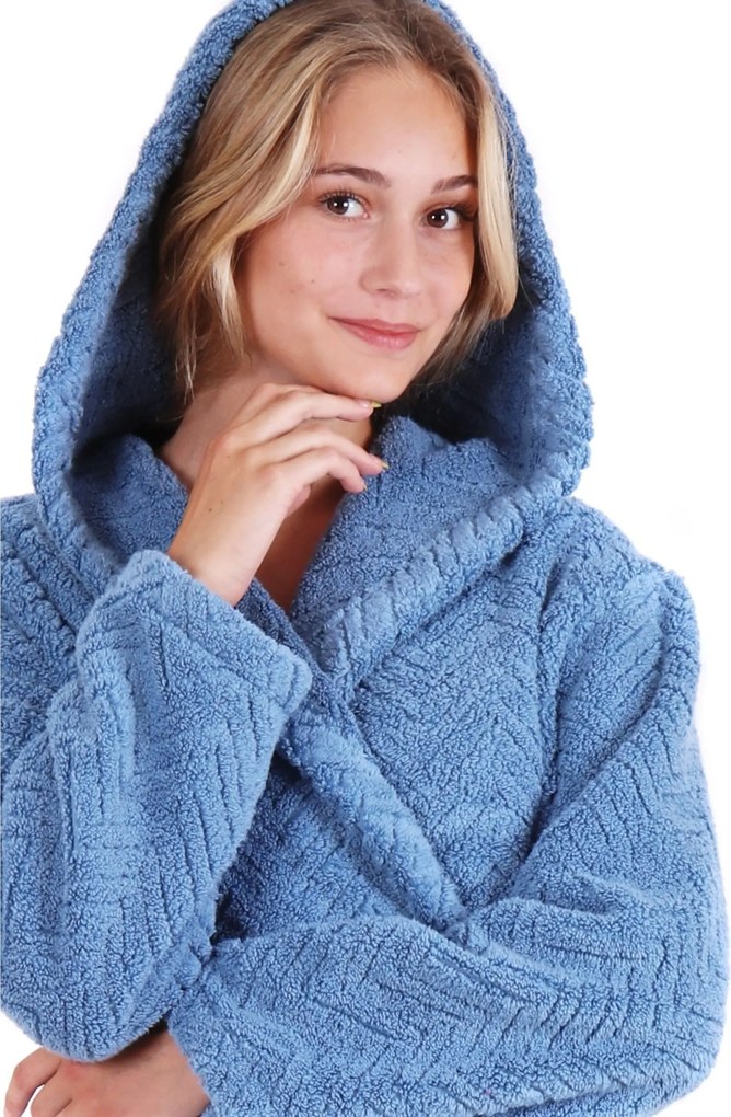 Bavlněný župan Athena s kapucí modrá 31 16 5456 - L