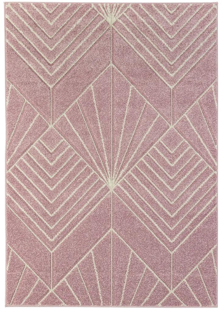 Koberce Breno Kusový koberec PORTLAND 58/RT4R, Růžová, Vícebarevné, 133 x 190 cm