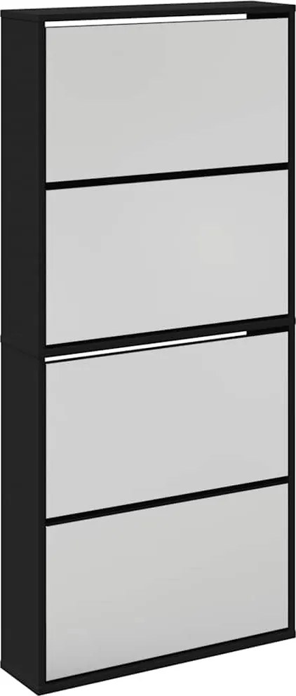Botník se zrcadlem 4patrový černý 63 x 17 x 134 cm 3228274