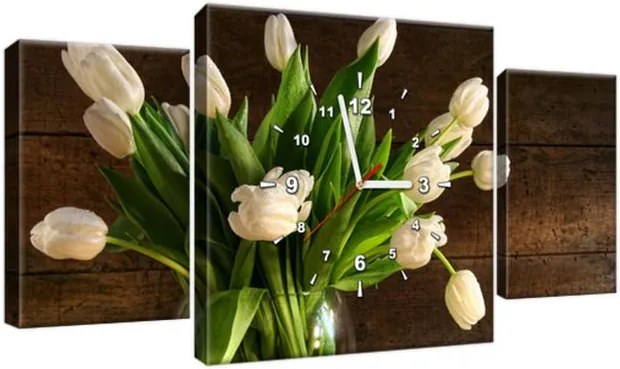 Tištěný obraz s hodinami Okouzlující bílé tulipány 30x30cm ZP1257A_1AI