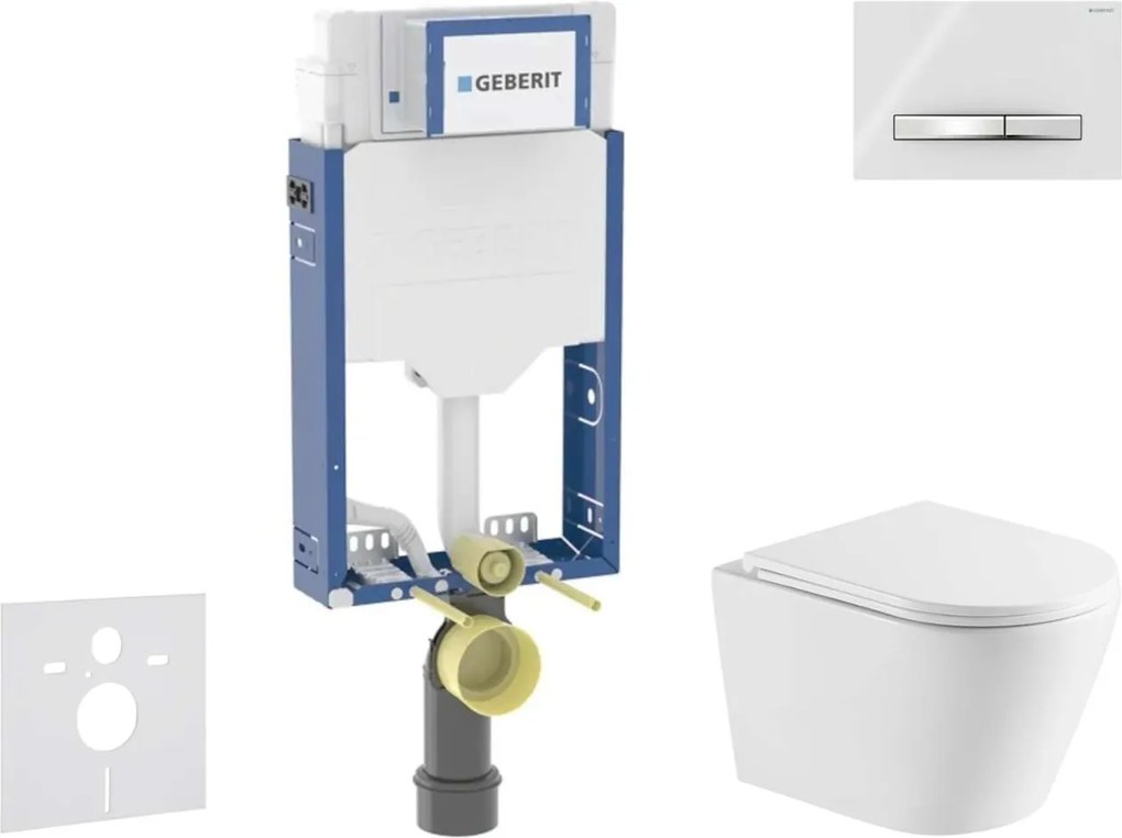 Geberit Kombifix - Set předstěnové instalace, klozetu Nefia a sedátka softclose, tlačítko Sigma50, chrom/alpská bílá SANI15CA3150