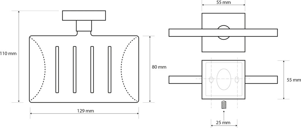 Sapho, X-SQUARE mýdlenka obdélníková s otvory, chrom, XQ800