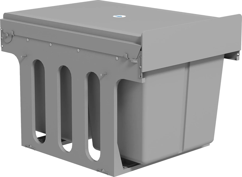 HOMCOM výsuvný podskříňkový koš 30 l — 2×15 l, tlumený dojezd, světle šedý | Aosom