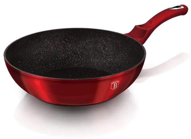 BERLINGERHAUS Pánev WOK s mramorovým povrchem 30 cm Burgundy Metallic Line BH-6166