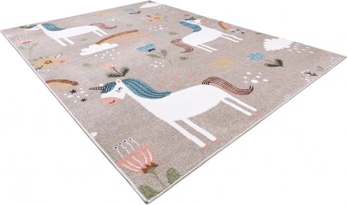 Dywany Łuszczów, AKCE: 240x330 cm Dětský kusový koberec Fun Unicorn with rainbow beige, béžová, dětský pokoj