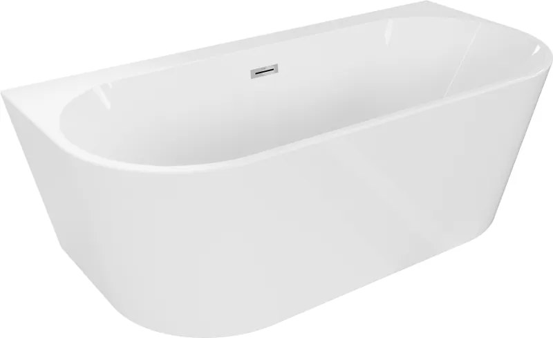 Mexen Oval+, volně stojící vana ke stěně 170 x 80 cm, bílá lesklá, chromový přepad, 52681708000-01