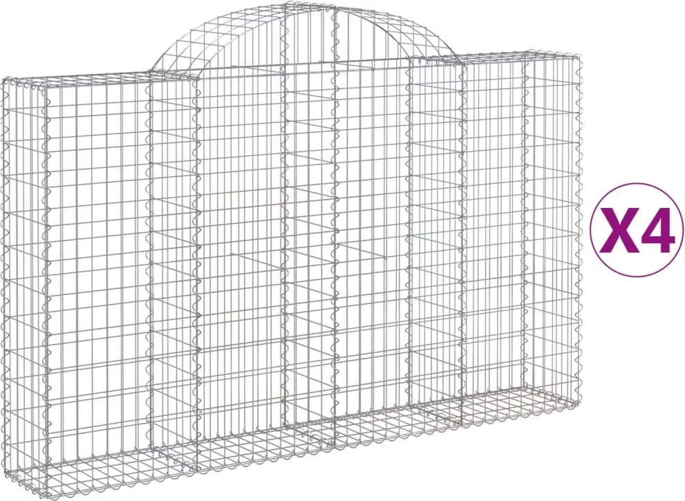 Klenuté gabionové koše 4 ks 200x30x120/140cm pozinkované železo 3146133