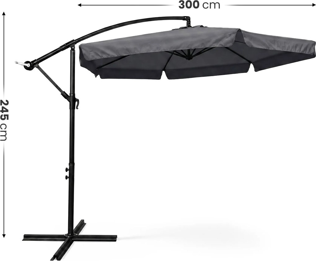 Zahradní slunečník CYNIA s boční nohou 300 cm tmavě šedý