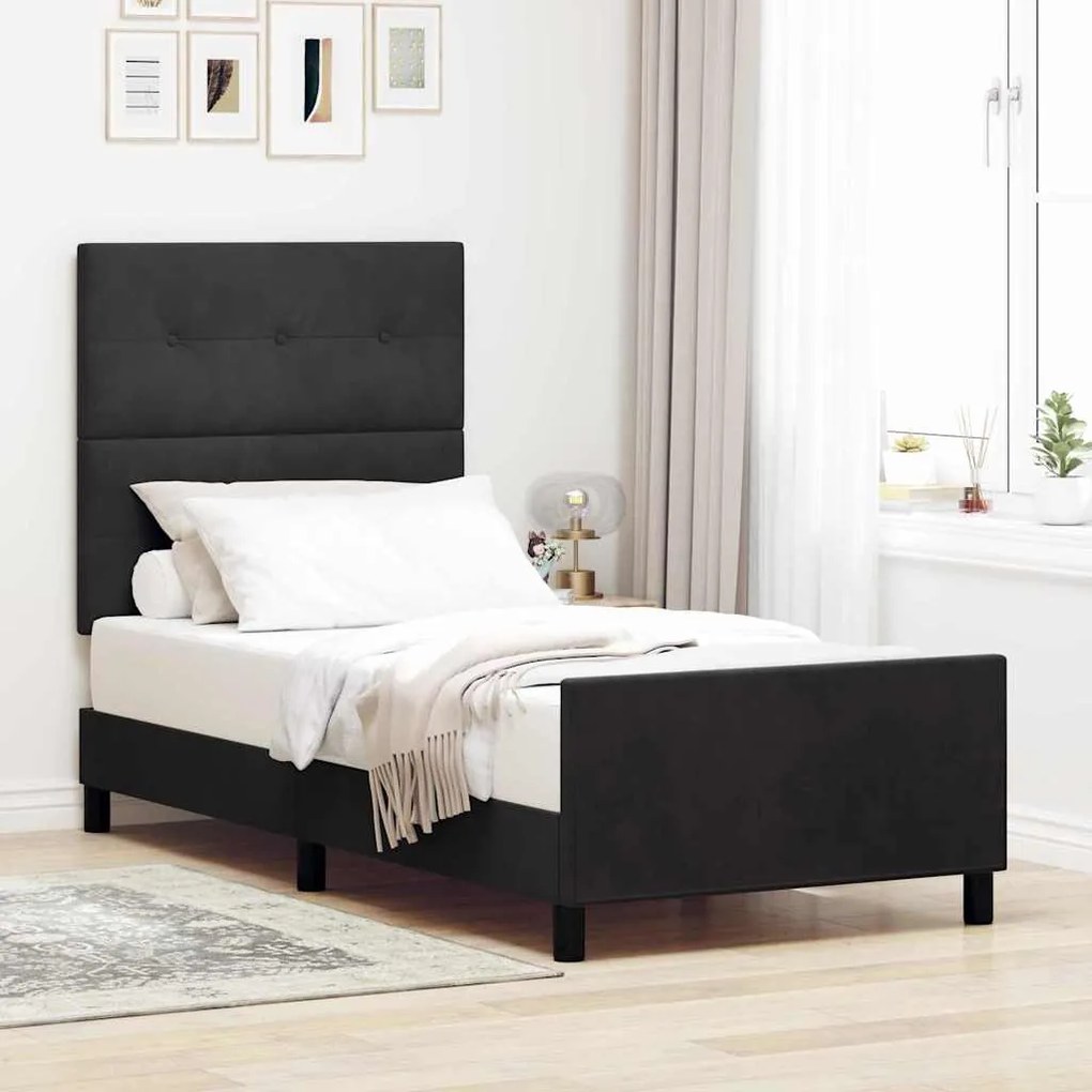 Postel s boxspringem s čelo Černá 90 x 200 cm samet 3344917