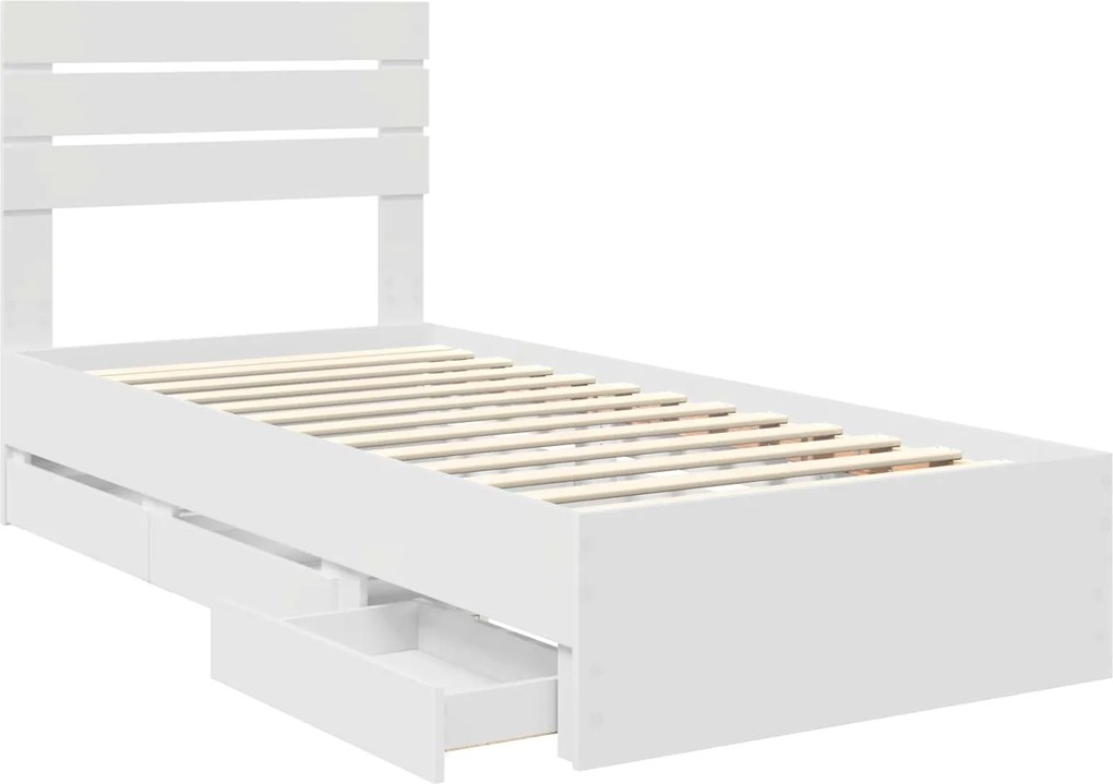 Rám postele se zásuvkou Bílá 75 x 190 cm Inženýrské dřevo 3411539