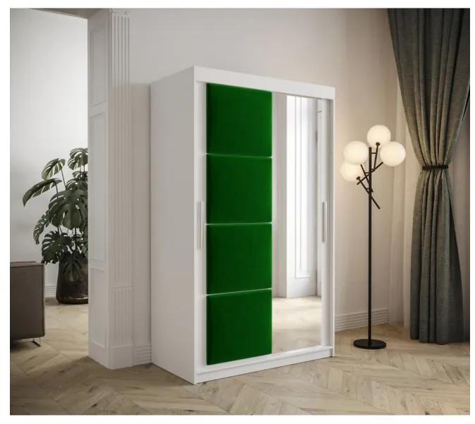 Šatní skříň s posuvnými dveřmi 120 cm TALIA - bílá / zelená